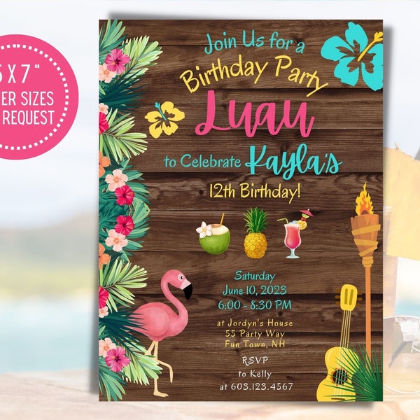 Luau Party Invitations - Etsy