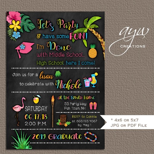 Personalized Printable Middle School Graduation Invitation - Etsy