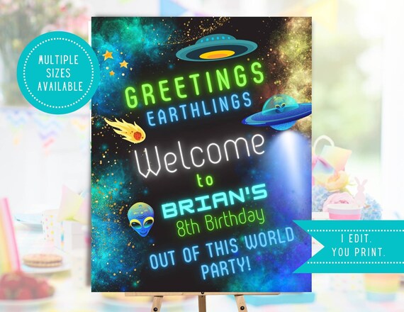 Alien Party Welcome Sign, UFO Welcome Sign, Out of This World Welcome ...