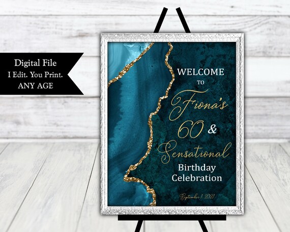 Welcome Sign - 60 and Sensational - 60th Birthday Sign for Woman ...