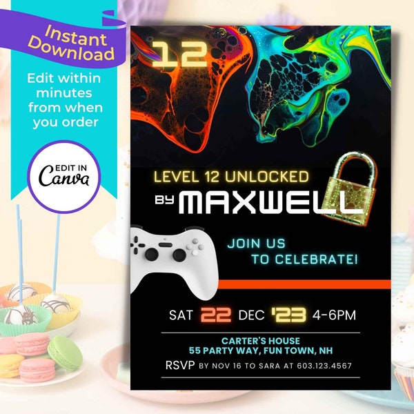 Level 10 unlocked birthday invitation - Etsy México