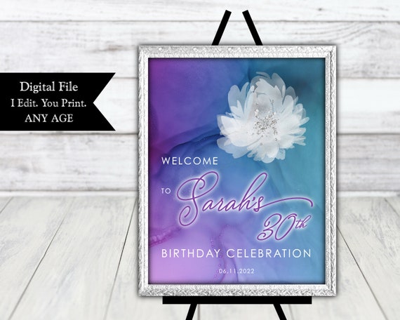 30th Birthday Welcome Sign for a Woman Floral Welcome Poster - Etsy