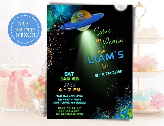 UFO Party Invitation - Aliens Invitation - Outer Space Birthday Party ...