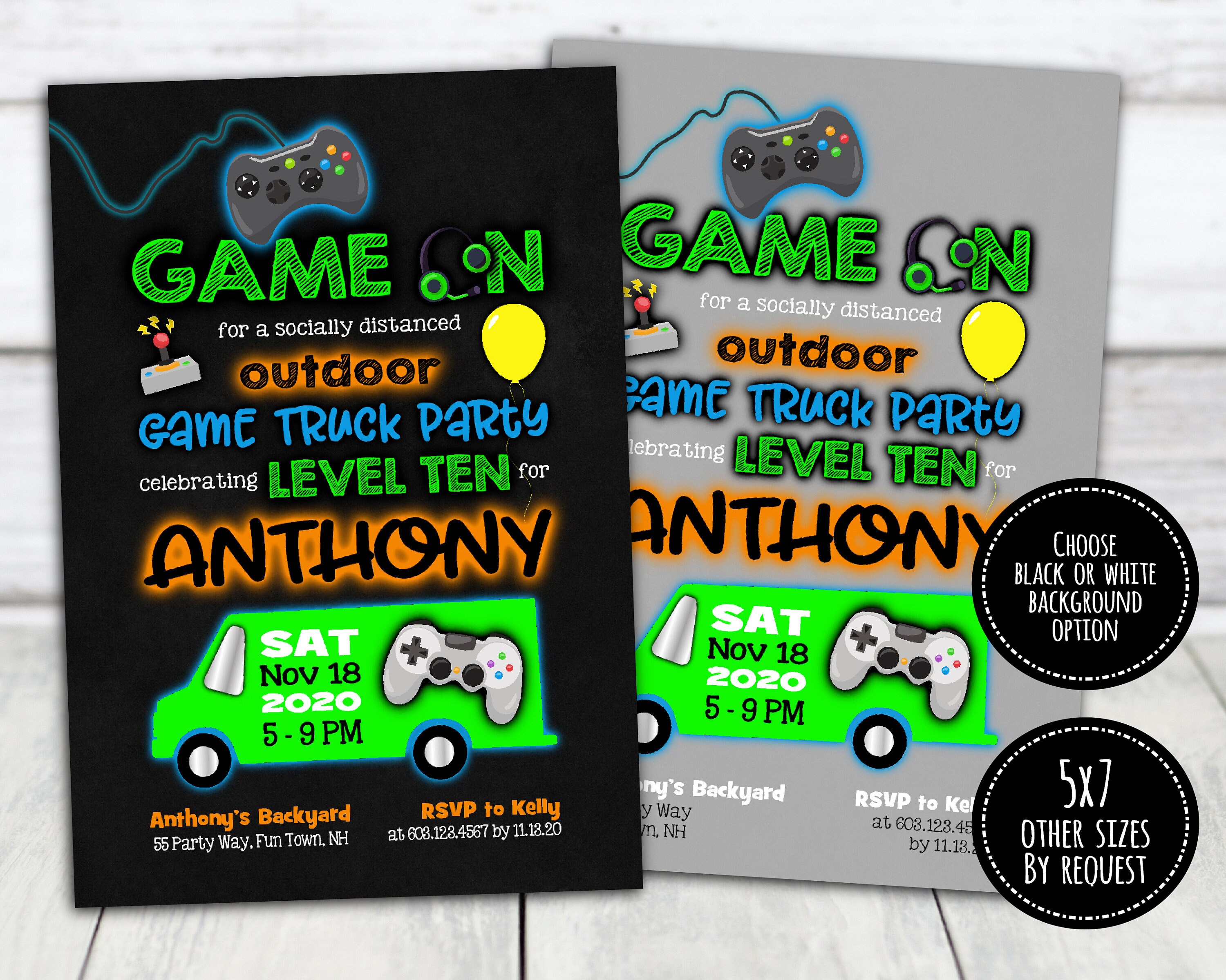 Editable Gamer Decor Download Printable Invite Birthday Invitation