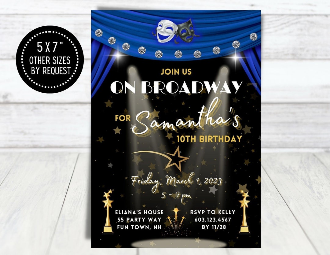 Drama Party Invitation for Kids Drama Birthday Party Invite Printable ...