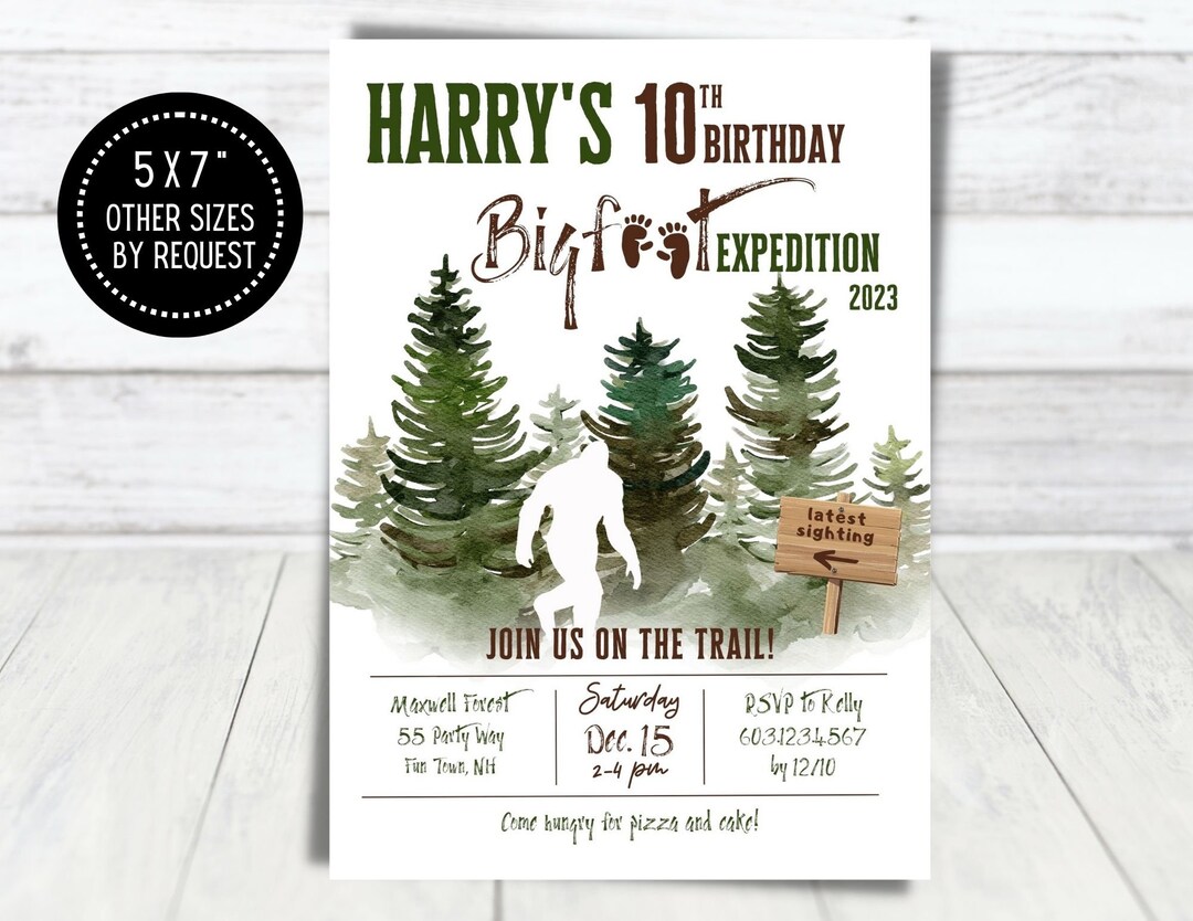 Bigfoot Birthday Party Invitation Birthday Invitation Big Foot ...