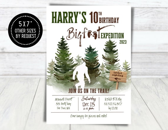Sasquatch Birthday Party Invite - Bigfoot Party Invitation - Bigfoot ...