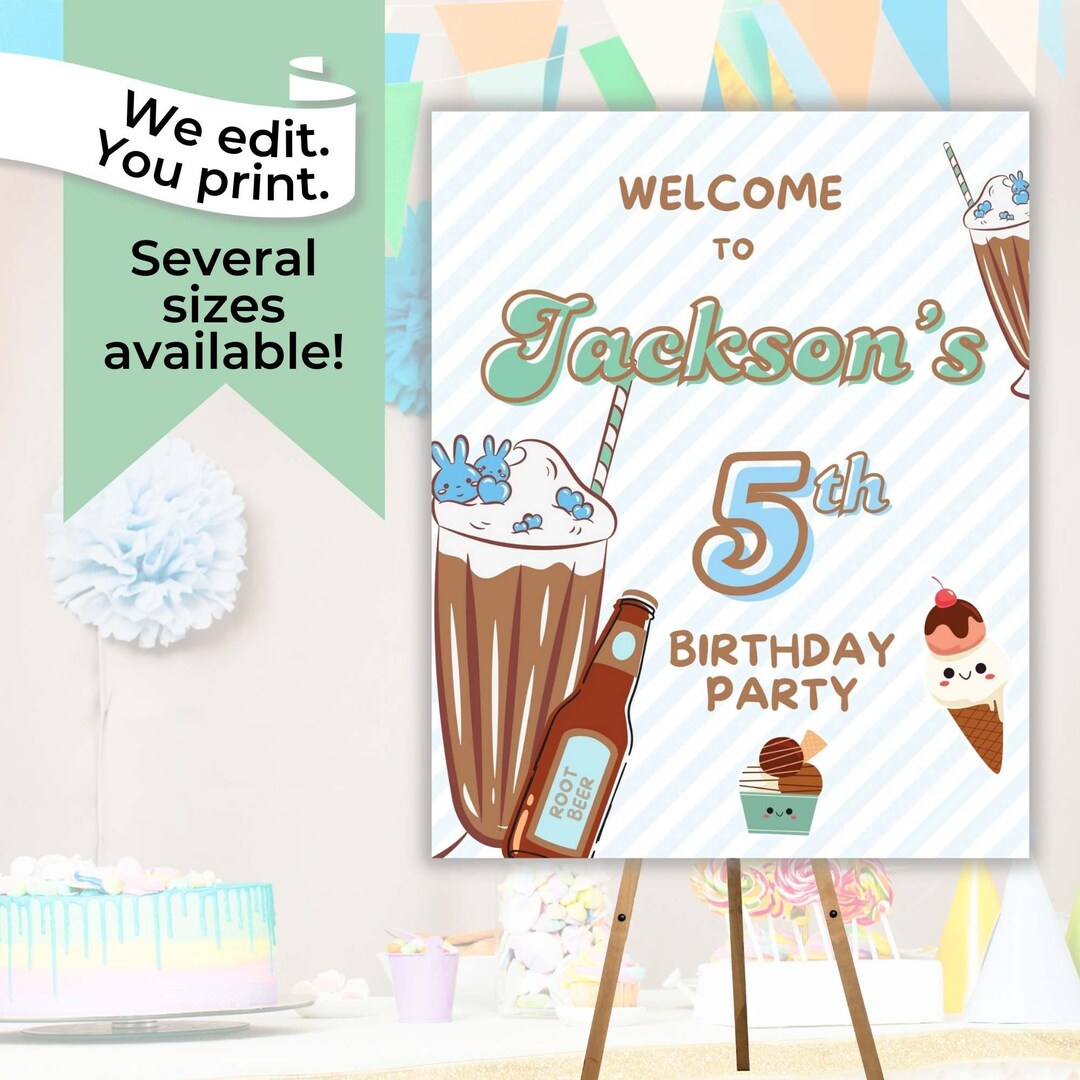 Root Beer Float Birthday Party Sign Printable Ice Cream Float Welcome ...
