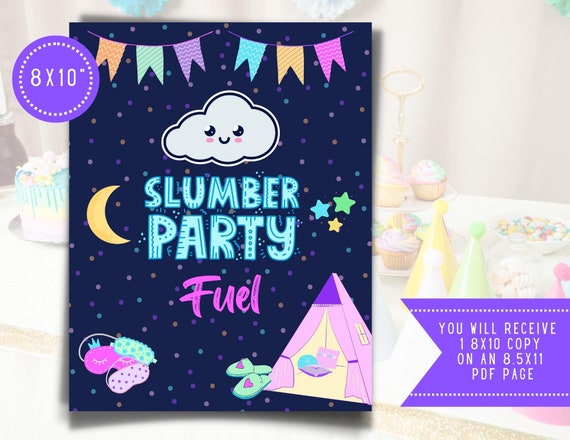 Food Table Sign for a Pajama Party - Tabletop Sign for a Slumber Party ...
