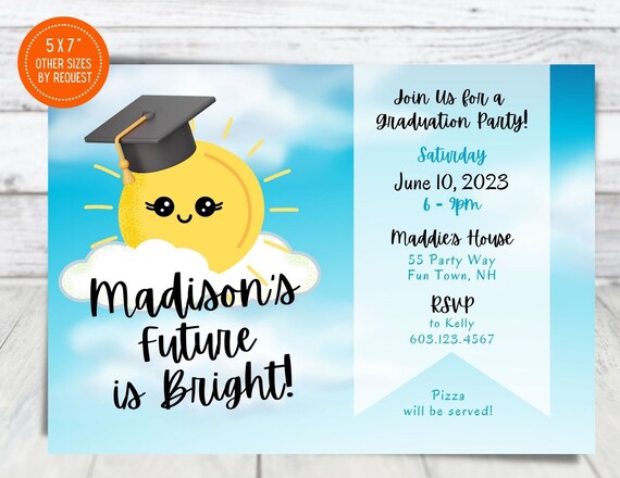 The Future is Bright Graduation Party Invitation, Kindergarten ...