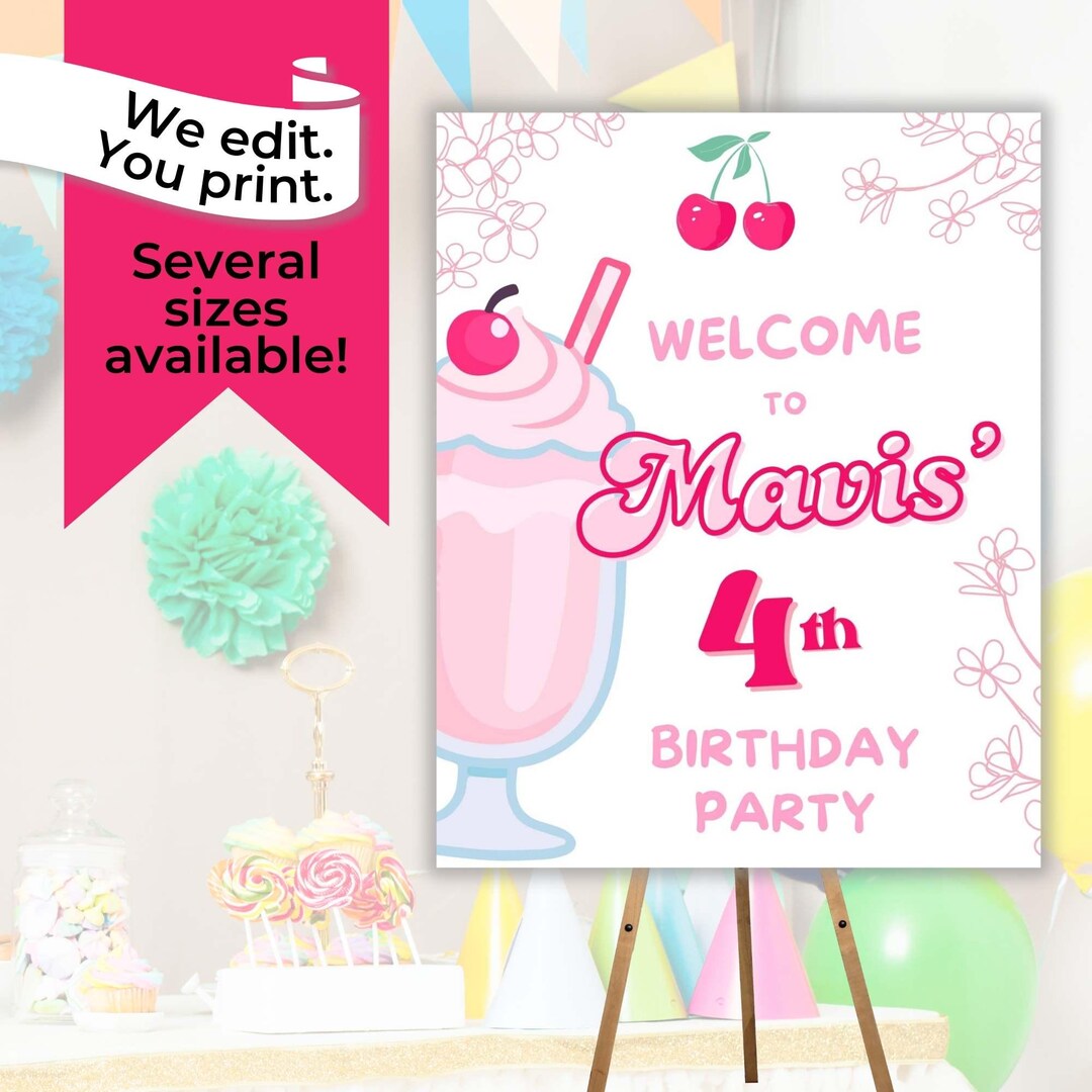 Cherry Float Birthday Party Welcome Sign Cherry Float Party Sign ...