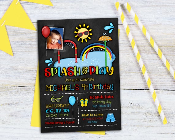 Splash Pad Birthday Party Invitation for a Boy or Girl - Water Play ...