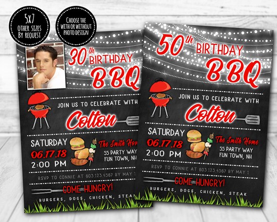 Backyard BBQ Birthday Invitation Barbecue Birthday Invite BBQ Party 