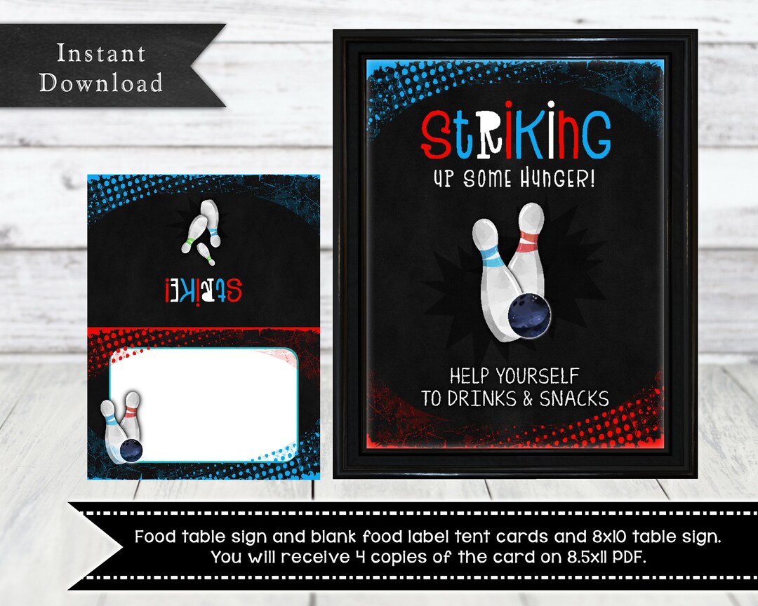 Bowling Food Labels and Table Sign for a Bowling Themed Party - Etsy