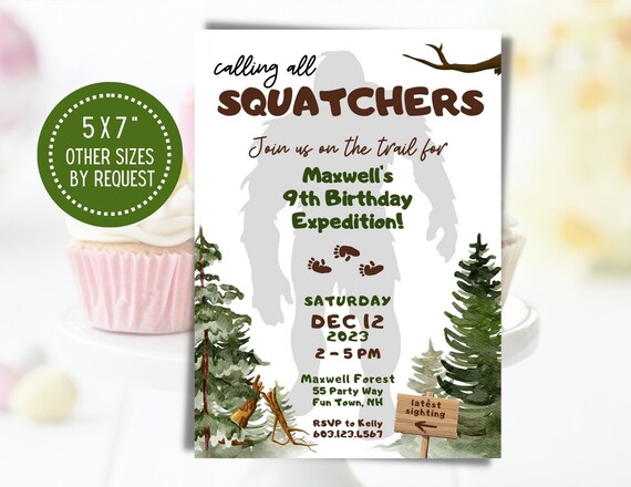 Bigfoot Expedition Party - Sasquatch Birthday Party Invite - Bigfoot ...