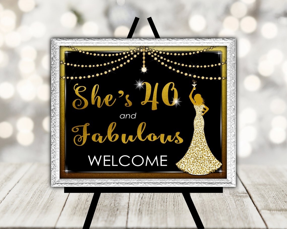 Welcome Sign for Womans 40th Birthday Party as a Printable | Etsy