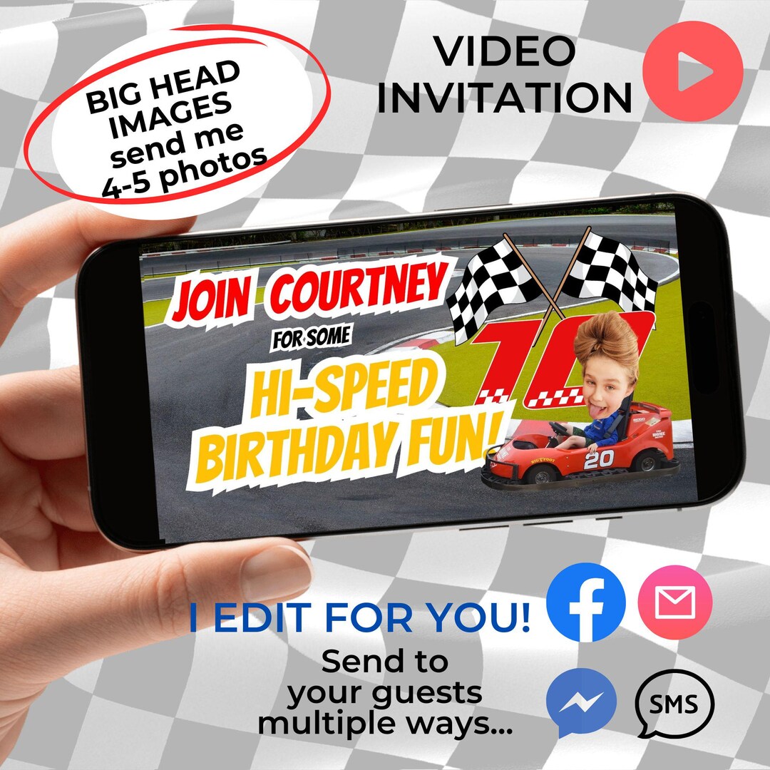 Go Kart Party Video Invitation Racing Invitation Racing Party Go-kart ...