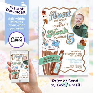 Root Beer Float Birthday Party Invitation Template Editable Ice Cream ...