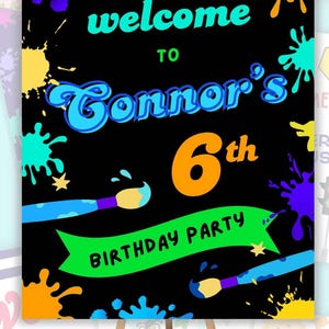 Painting Party Door Sign Printable Custom Painting Theme Birthday Party ...