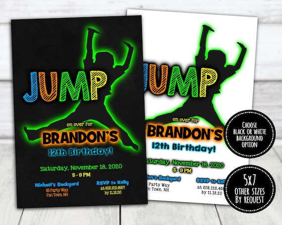 Jump Birthday Party Invitation - Trampoline Party for Girl or Boy ...