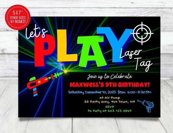 Laser Tag Party Invitation, Family Fun Center Party, Laser Tag Birthday ...