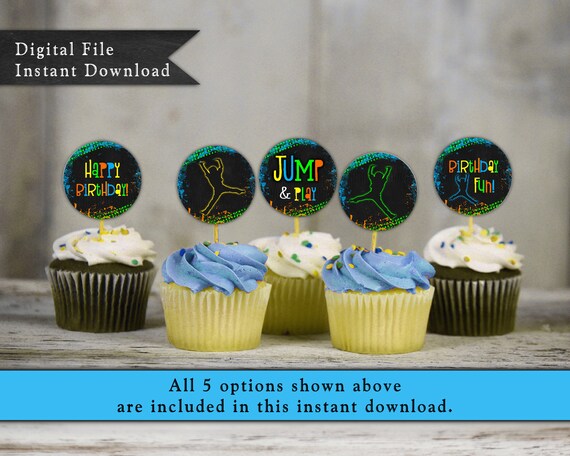 Cupcake Toppers for a Jumping Birthday Party - Printable Decorations ...
