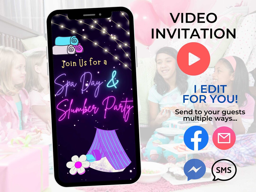Slumber Party Invitation Spa Birthday Party Invite Girl Party Sleepover ...