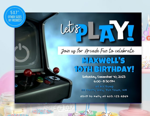 Arcade Birthday Party Invite, Arcade Party Invitation, Gaming Birthday ...