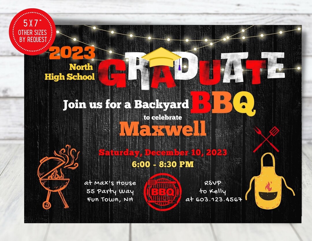 Graduation Party Invitation, Backyard BBQ Graduation Party Invite ...