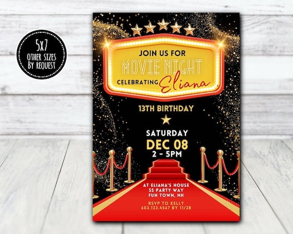 Movie Night Party Invitation - Theater Party Invite - Movie Party ...