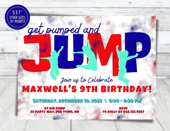 Jump Party Invitation for a Boy or Girl - Trampoline Park Birthday ...