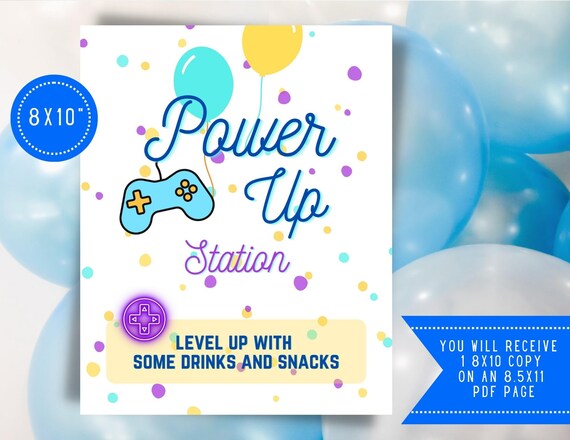 Girls Video Game Party Food Table Sign, Video Game Party Sign, Party ...