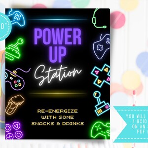 Video Game Party Food Table Sign, Video Game Party Sign, Party Food ...