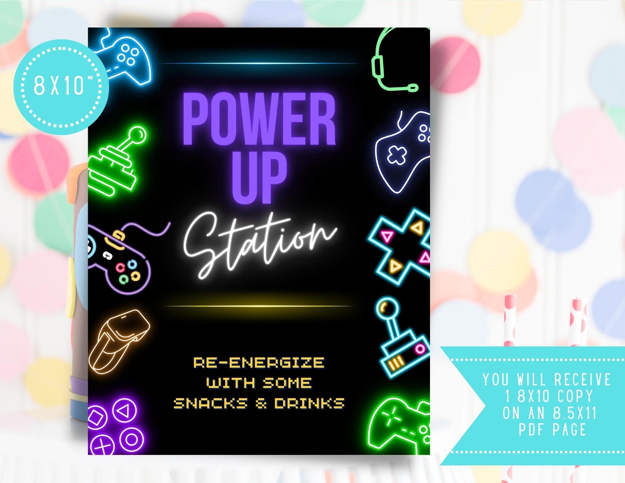 Video Game Party Snack Sign Printable Gaming Birthday Drink Table Sign ...