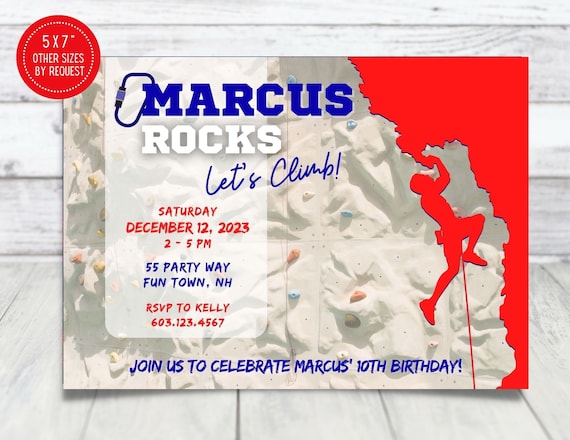 Climbing Wall - Rock Climbing Party Invitation - Mountaineering ...