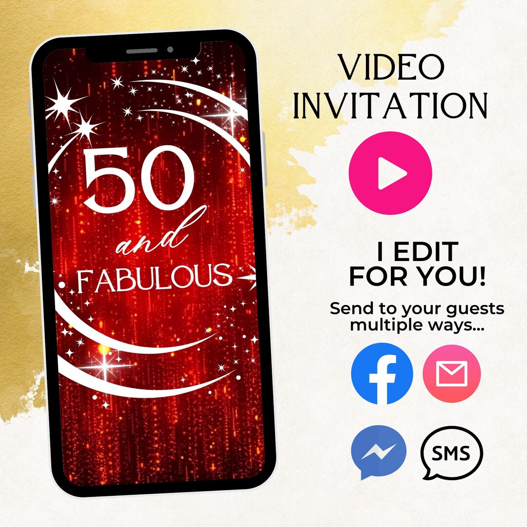 Video Invitation Woman 50 and Fabulous Birthday Party Video Invite ...