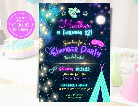 Slumber Party Invitation - Girls Birthday Party Invitation - Sleepover ...
