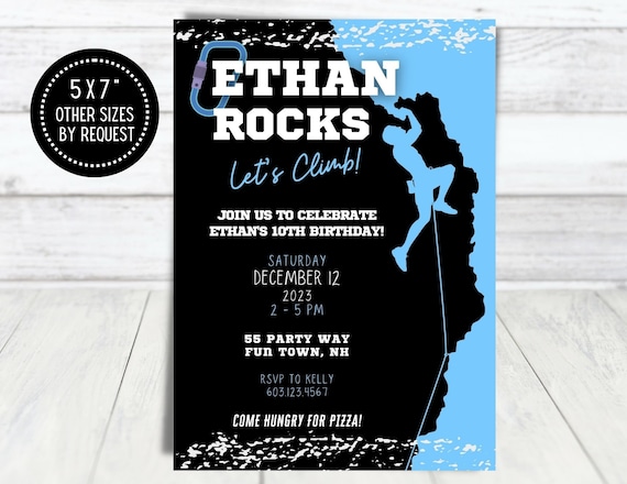 Climbing Wall Party Invitation - Rock Climbing - Mountaineering ...