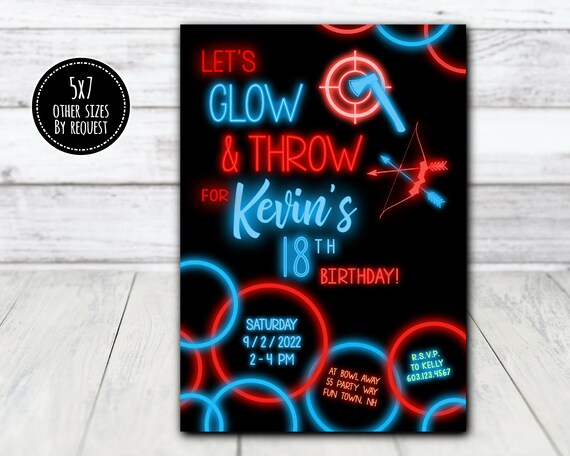 Axe Throwing Party Invitation - Glow and Throw Birthday Party Invite ...
