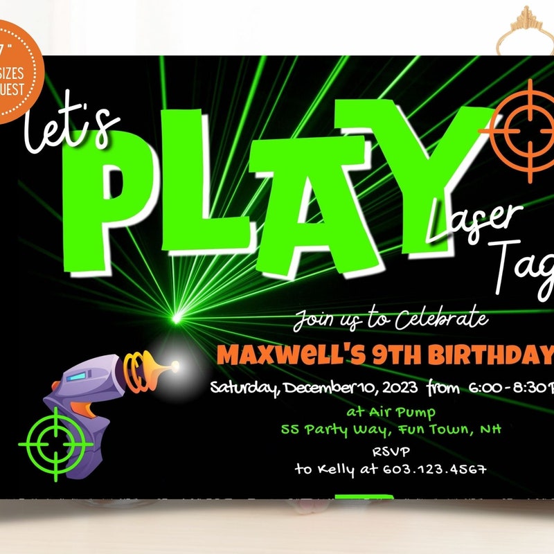 Laser Tag Invites - Etsy