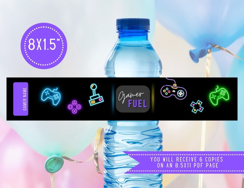 Video Game Party Water Bottle Labels Gaming Party Drink - Etsy