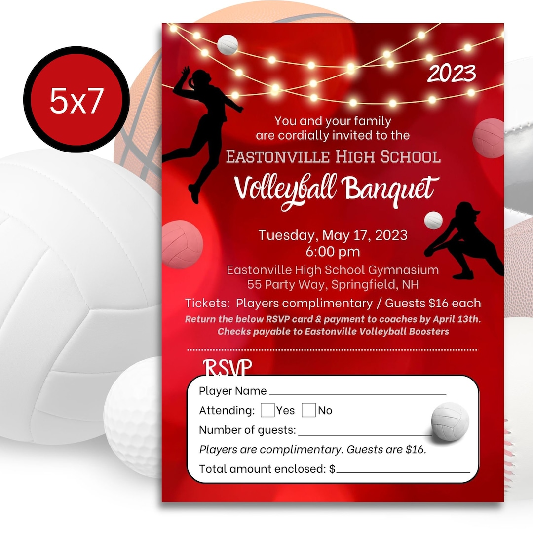 Volleyball Banquet Invitation Volleyball Invitation High School Sports ...