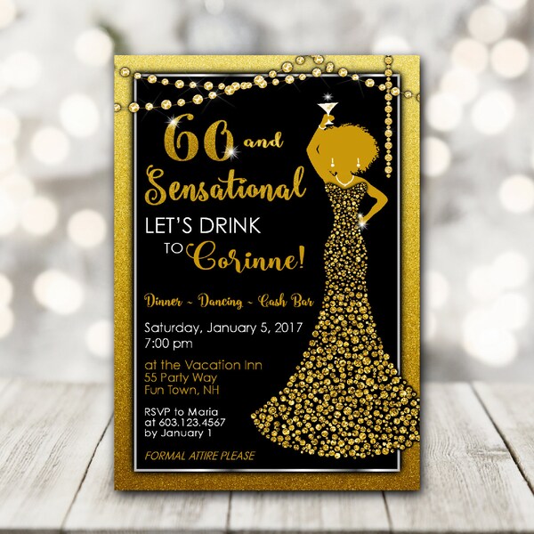 Elegant 60th Birthday Invitations - Etsy