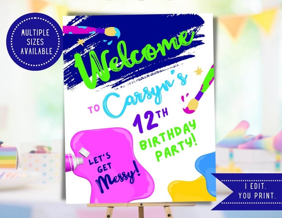 Welcome Sign for an Art Party - Painting Party Welcome Sign ...