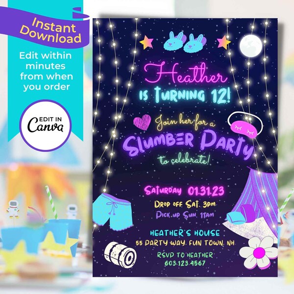 Birthday Party Invitation Late Over - Etsy