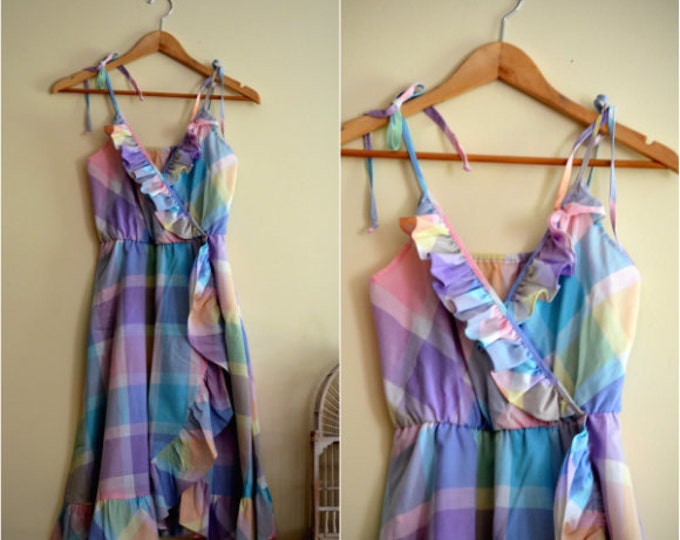Vintage Pastel Plaid Sundress / Dress Sz Small / Medium - 1970s - Etsy