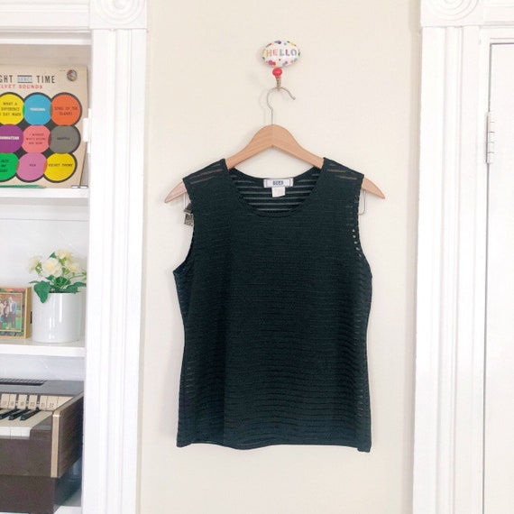 90s-Y2K Obe Black Sheer Club Kid E-Girl Sleeveless Top - Gem