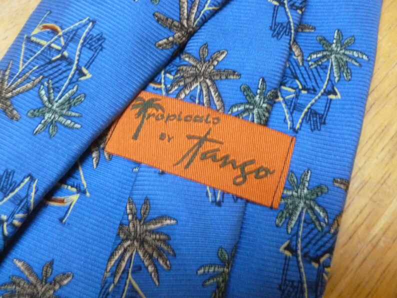 Vtg Tango Tropicals Palm Trees Blue Silk Necktie Made in USA - Etsy