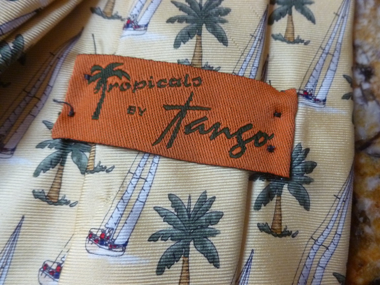 Tango Tropicals Silk Necktie Sail Boats & Palm Trees Yellow - Etsy