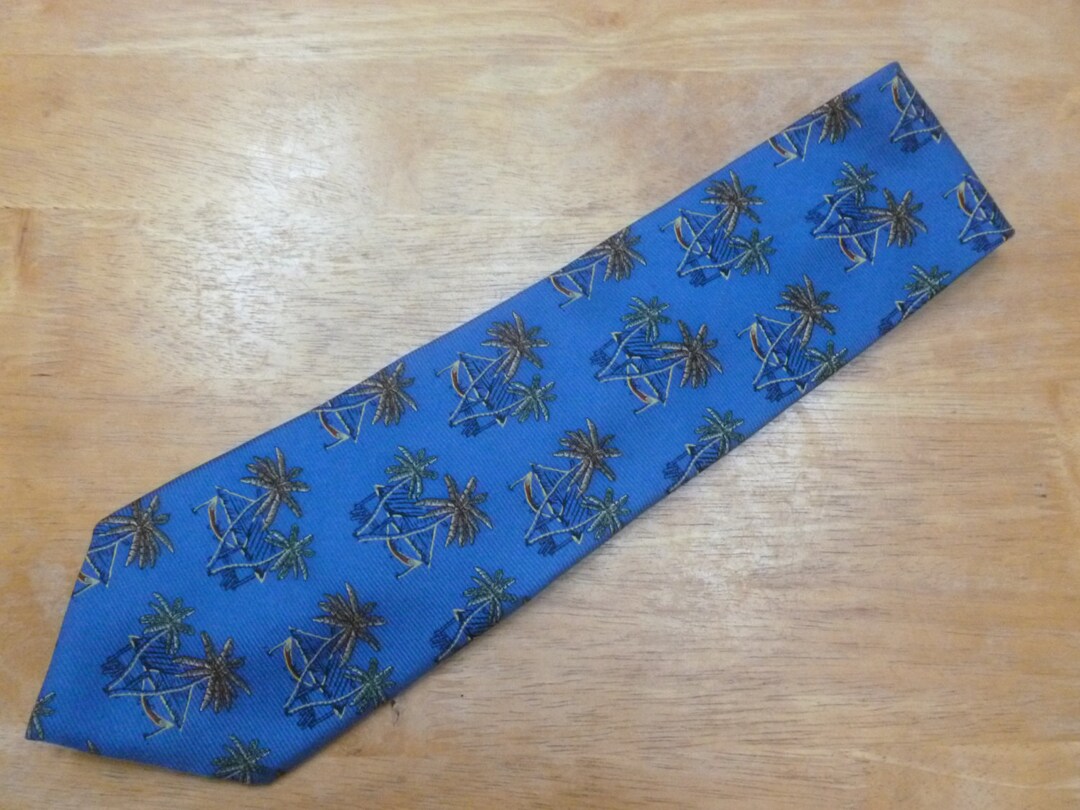 Vtg Tango Tropicals Palm Trees Blue Silk Necktie Made in USA - Etsy